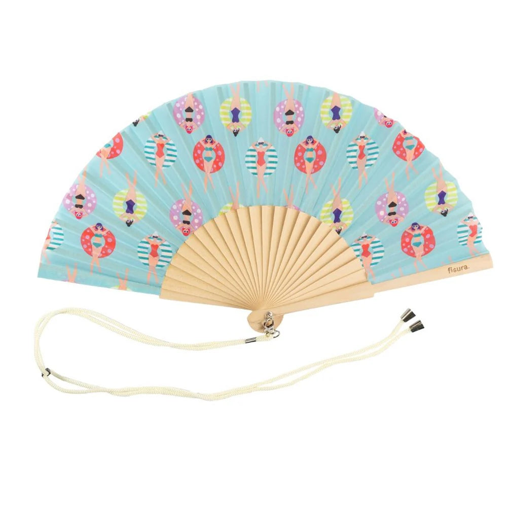 Hand Fan | Swimmers | Blue + Multi– Relax & Entertain